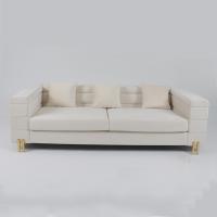 China 3 Seater 70cm Velvet Tufted Sofa With Slim Metal Leg for sale