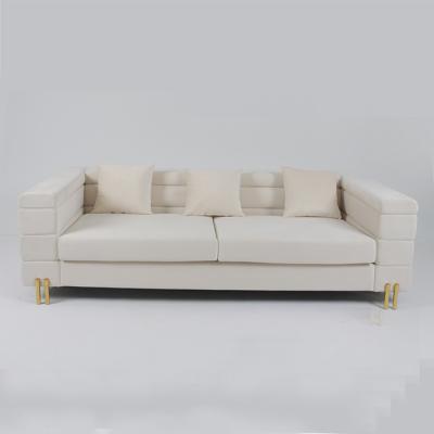 China 3 Seater 70cm Velvet Tufted Sofa With Slim Metal Leg for sale