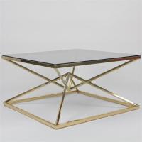 China Overlapping Triangles 0.5cbm Metal Frame Coffee Table With Clean Glass for sale