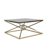 China Overlapping Triangles 0.5cbm Metal Frame Coffee Table With Clean Glass for sale