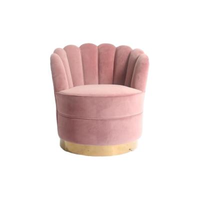 China Modern Flower Shape W76cm Velvet Fabric Sofa With Gold SS Base for sale