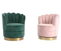 China Modern Flower Shape W76cm Velvet Fabric Sofa With Gold SS Base for sale