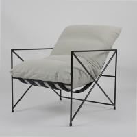 China Wrought Iron Leisure Lazy ODM Single Fabric Sofa With Down Filling for sale
