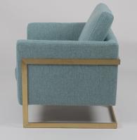 China 85cm Height Blue Fabric Armchair With Gold Stainless Steel for sale
