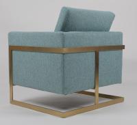China 85cm Height Blue Fabric Armchair With Gold Stainless Steel for sale