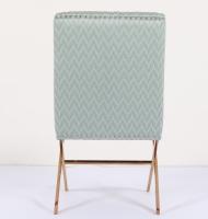 China Blue H84cm Fabric Upholstered Dining Chairs With Gold Ss Base for sale
