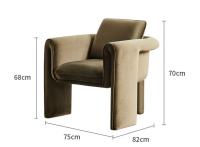 China Single 75*82*70cm Beige Velvet Armchair Living Room Sofa for sale