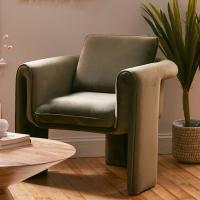 China Single 75*82*70cm Beige Velvet Armchair Living Room Sofa for sale
