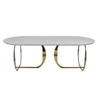 China Modern Stainless Steel 160KG White Marble Top Dining Table for sale