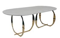 China Modern Stainless Steel 160KG White Marble Top Dining Table for sale