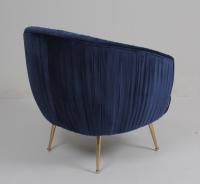 China Modern Blue 88CM Velvet Fabric Armchair With Stainless Steel Legs for sale