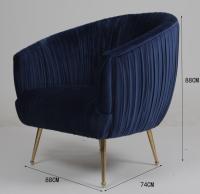 China Modern Blue 88CM Velvet Fabric Armchair With Stainless Steel Legs for sale