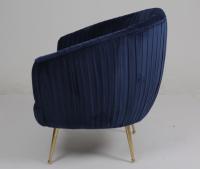 China Modern Blue 88CM Velvet Fabric Armchair With Stainless Steel Legs for sale