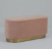 China Modern Velvet Fabric Ottoman Bench Bedroom With Golden Trim for sale