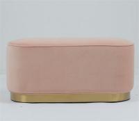 China Modern Velvet Fabric Ottoman Bench Bedroom With Golden Trim for sale