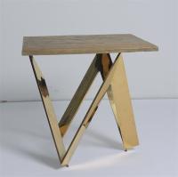 China 60x60x60cm Living Room Coffee Table X Shaped With Brass Leg for sale