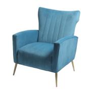 China Modern Blue Velvet Armchair With Stainless Steel Legs for sale