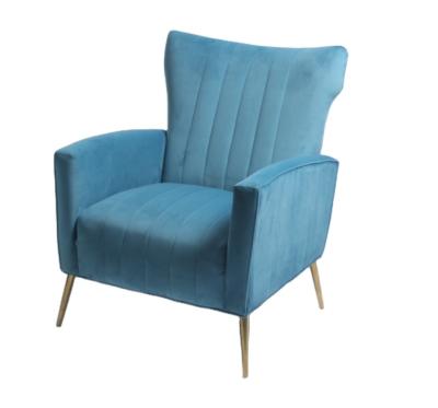 China Modern Blue Velvet Armchair With Stainless Steel Legs for sale