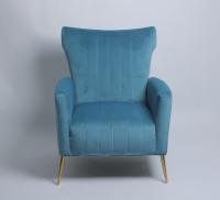 China Modern Blue Velvet Armchair With Stainless Steel Legs for sale