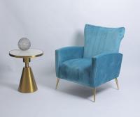 China Modern Blue Velvet Armchair With Stainless Steel Legs for sale