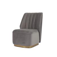 China 95cm Height Leisure Velvet Fabric Gray Armchair For Cafe for sale