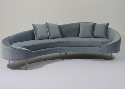 China W 260cm Velvet Fabric Sofa Stainless Steel Base Couch For Living Room for sale