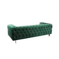 China High Density Foam Living Room 3 Seater Velvet Button Sofa With Metal Base for sale