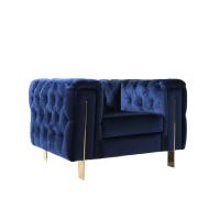 China L108cm Comfortable Royal Blue Velvet Chair Button For Living Room for sale