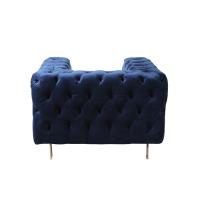 China L108cm Comfortable Royal Blue Velvet Chair Button For Living Room for sale