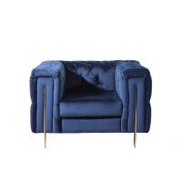 China L108cm Comfortable Royal Blue Velvet Chair Button For Living Room for sale