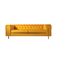 China Modern Style Velvet Fabric Stainless Steel Living Room Sofa 228CM Length for sale