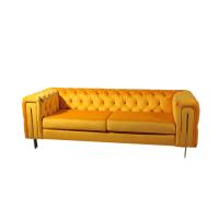 China Modern Style Velvet Fabric Stainless Steel Living Room Sofa 228CM Length for sale