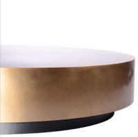 China DIA120x30cm Round Black Steel Base Coffee Table Burnished Brass Top for sale