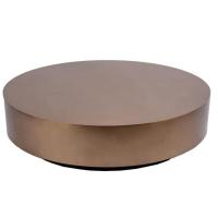 China DIA120x30cm Round Black Steel Base Coffee Table Burnished Brass Top for sale