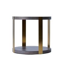 China Luxury Round Wooden Top Stainless Steel  Coffee Table Sturdy 72x64cm for sale