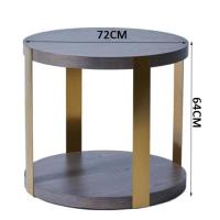 China Luxury Round Wooden Top Stainless Steel  Coffee Table Sturdy 72x64cm for sale