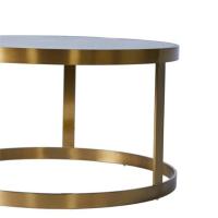 China Modern Round Wooden Top Stainless Steel Metal Frame Coffee Table 90x52cm for sale