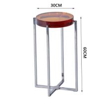 China Modern Home Stainless Steel  Brown Glass Coffee Table 30x60cm for sale