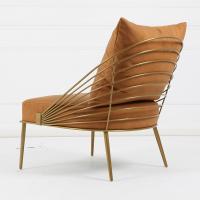 China Modern Gold Brass Living Room Armchair Stainless Steel Frame for sale