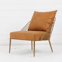 China Modern Gold Brass Living Room Armchair Stainless Steel Frame for sale