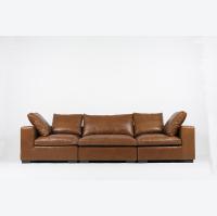 China Cow Leather 3 Seater  Modern Leather Sofa Set For Living Room for sale
