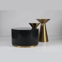 China Luxury Golden Stainless Steel Round Coffee Table UnFolded for sale