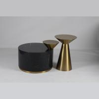 China Luxury Golden Stainless Steel Round Coffee Table UnFolded for sale