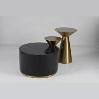 China Luxury Golden Stainless Steel Round Coffee Table UnFolded for sale