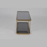 China Tempered Glass Top Stainless Steel Side Table Gold Square Nordic Style for sale
