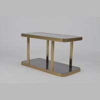 China Tempered Glass Top Stainless Steel Side Table Gold Square Nordic Style for sale