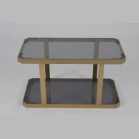 China Tempered Glass Top Stainless Steel Side Table Gold Square Nordic Style for sale