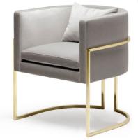 China Modern Pink Velvet Upholstered Chair Stainless Steel Base for sale