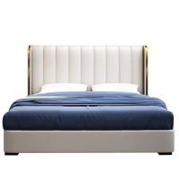 China Light luxury leather double bed modern hotel bedroom furniture 1.8 m wedding bed for sale