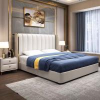 China Light luxury leather double bed modern hotel bedroom furniture 1.8 m wedding bed for sale